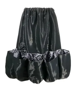 Comme Des Garçons Puff Hem Lace-trim Skirt - Balck