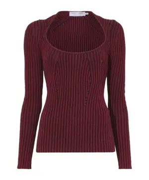 Proenza Schouler Plated Ribbed-knit Jumper - Red