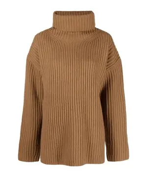 JOSEPH Ribbed Roll Neck Jumper - Brown