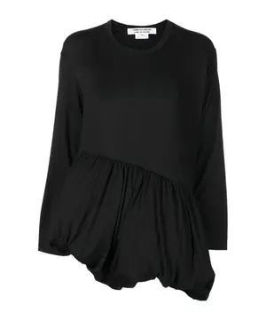 Comme Des Garçons Gathered-hem Detail Blouse - Black