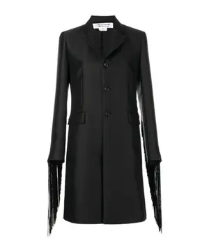 Comme Des Garçons Fringe-sleeve Single-breasted Coat