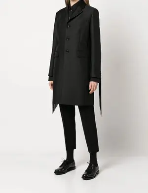 Comme Des Garçons Fringe-sleeve Single-breasted Coat
