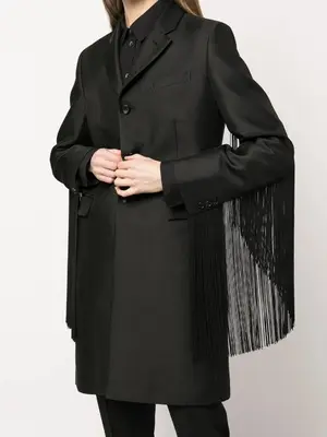 Comme Des Garçons Fringe-sleeve Single-breasted Coat