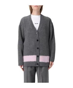 MSGM V-neck Ribbed Knit Cardigan