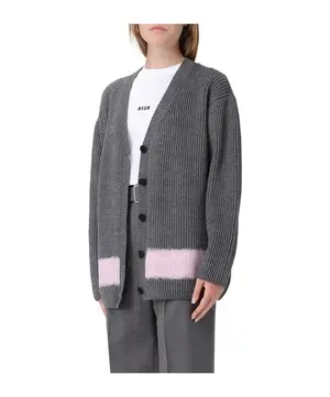MSGM V-neck Ribbed Knit Cardigan
