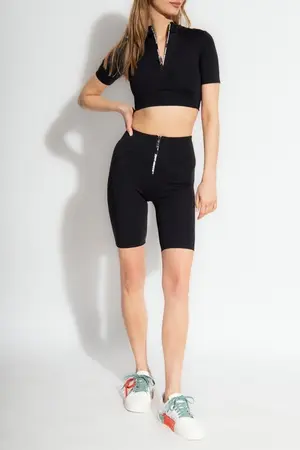 Off-White Logo Printed Zip Detailed Shorts - Black