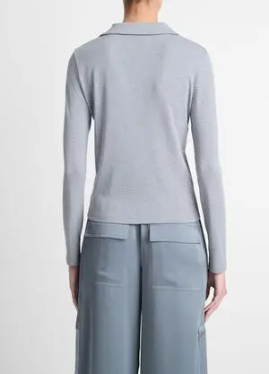 Vince Open-neck Long-sleeve Polo Top