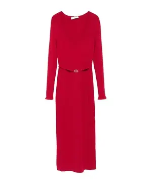 TWINSET Ribbed-knit Belted Dress