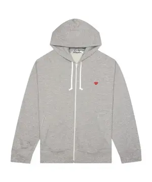 Play Comme Des Garcon Heart-embroidered Zip-up Sweatshirts - Gray