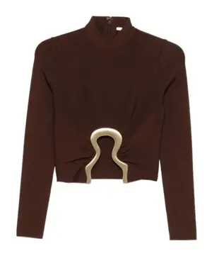 Cult Gaia High-neck Embellished Crop Top