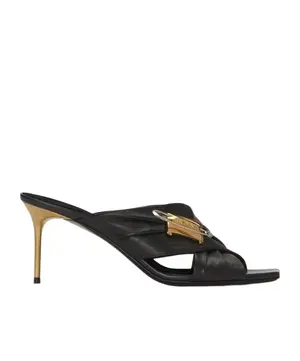 Balmain Safety Pin Mules - Black