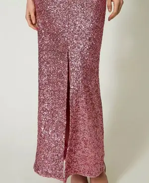 TWINSET Sequin-embellished Split Maxi Skirt