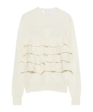 Comme Des Garçons Tiered Ruffle Cardigan - White