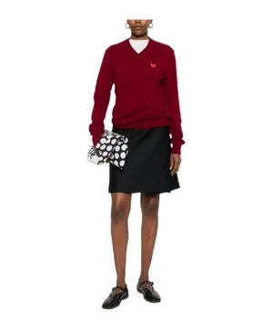 Play Comme Des Garcon Heart-emblem V-neck Sweater