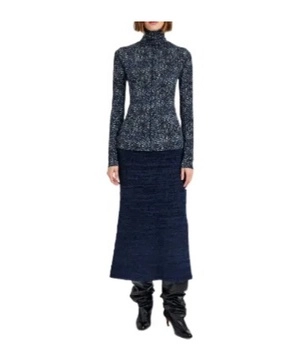 Proenza Schouler Audrey Speckled Turtleneck Top - Black