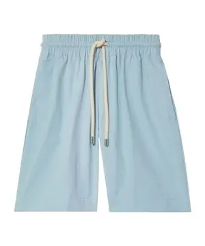 Proenza Schouler White Label Cotton-linen Drawstring Shorts - Blue
