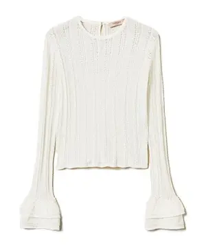 TWINSET Open-knit Ruffled Top