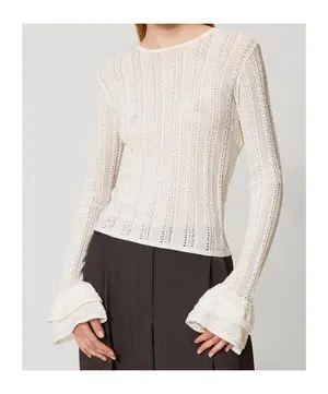 TWINSET Open-knit Ruffled Top