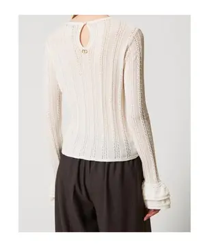 TWINSET Open-knit Ruffled Top