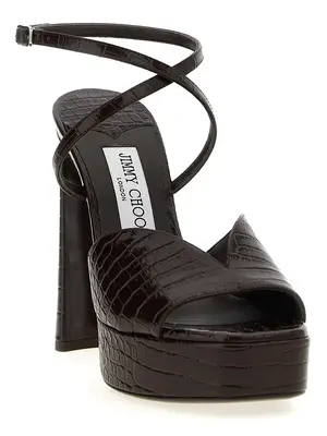 JIMMY CHOO Crocodile-print Platform Sandals