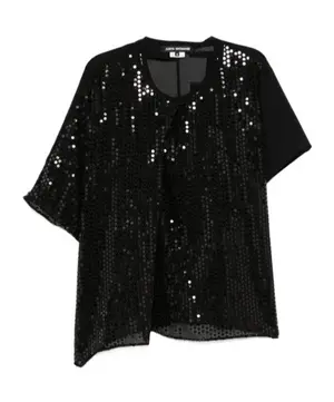 Junya Watanabe X Comme Des Garçons Sequin Short-sleeved Top - Black