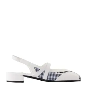 CAREL 20mm Sling Back Checked Flat Pumps