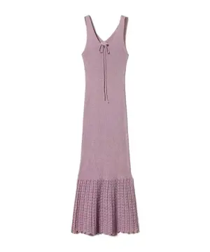 TWINSET Tie-neck Ribbed Knit Dress