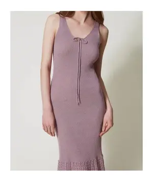 TWINSET Tie-neck Ribbed Knit Dress