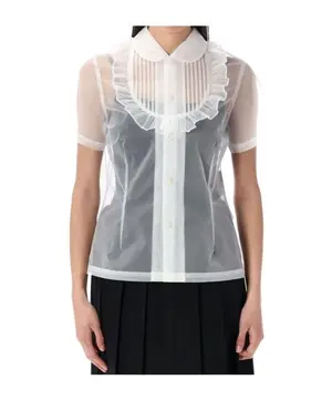 Comme Des Garçons Ruffled Sheer Shirt - White