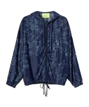 TWINSET Floral Print Zip-up Hooded Jacket