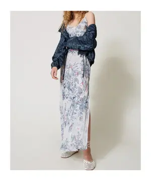 TWINSET Floral Print Zip-up Hooded Jacket