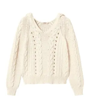 TWINSET Cable-knit Hooded Sweater - White