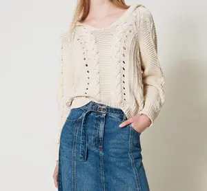 TWINSET Cable-knit Hooded Sweater