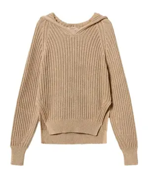 TWINSET Hooded Ribbed-knit Sweater - Nude