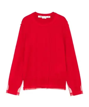 Comme Des Garçons Layered Crew Neck Long Sleeve Top - Red