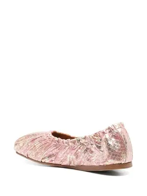 FORTE_FORTE Laminated Snake-print Ballet Flats