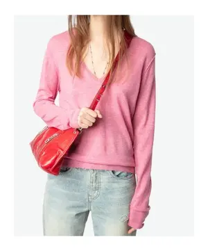 Zadig&Voltaire Rivy Distressed V-neck Sweater - Pink