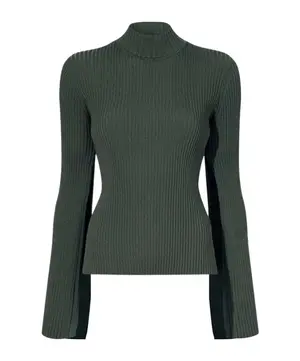 Proenza Schouler Abigail Ribbed Mock Neck Sweater - Black