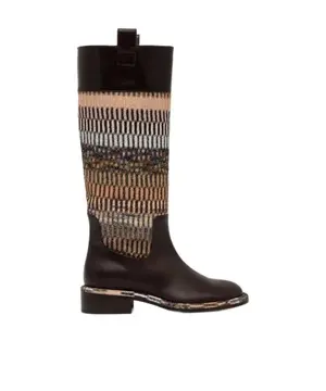 Missoni Patterned Jacquard Panel Knee-high Boots - Black
