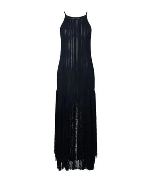 Proenza Schouler Everly Fringe Trim Maxi Dress - Black