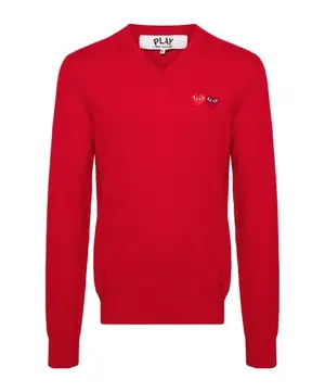 Play Comme Des Garcon Heart-patch Wool Jumper