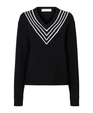 Proenza Schouler Gianna Merino Wool Striped V-neck Sweater
