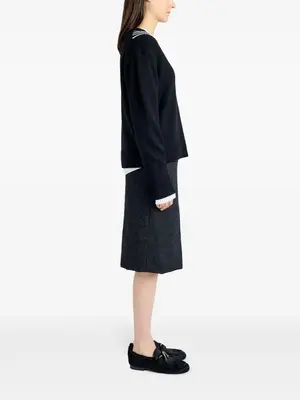 Proenza Schouler Gianna Merino Wool Striped V-neck Sweater