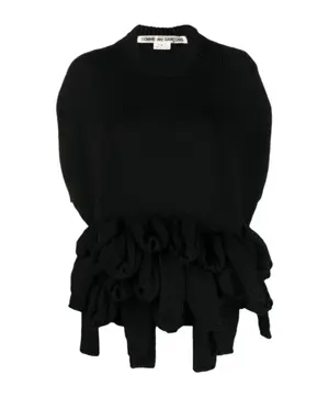 Comme Des Garçons Layered-detail Crew-neck Jumper - Black