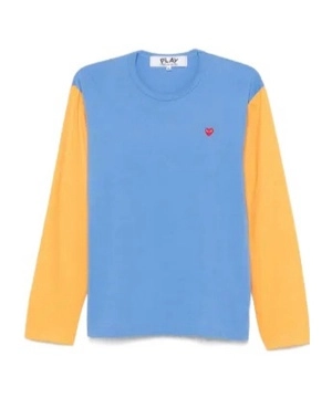 Play Comme Des Garcon Heart-patch Two-tone T-shirt - Blue
