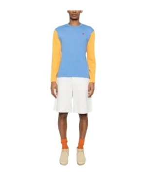 Play Comme Des Garcon Heart-patch Two-tone T-shirt - Blue