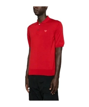 Play Comme Des Garcon Heart-patch Wool Polo Shirt