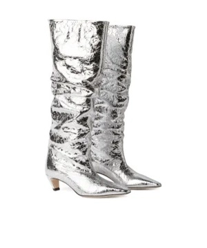 MSGM Ruched Foiled Leather Boots