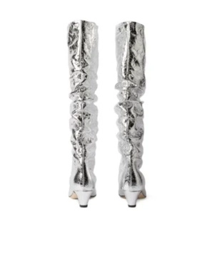 MSGM Ruched Foiled Leather Boots