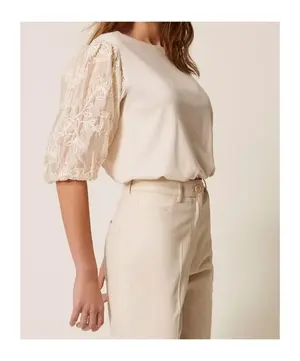 TWINSET Embroidered-sleeve Blouse